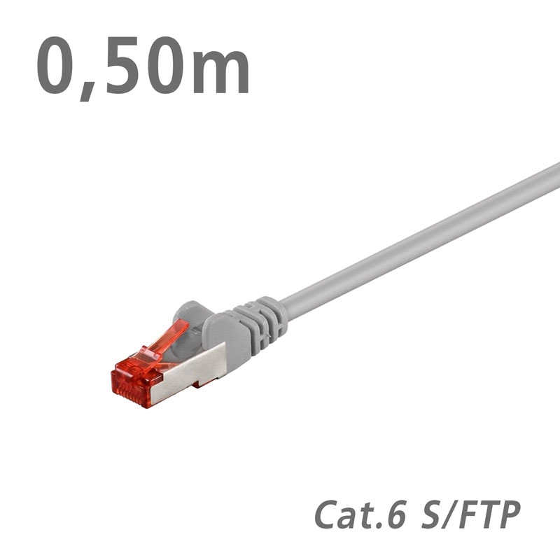 CABLES / PATCH CORD CAT 6 / 93568 CABLE Patch Cat.6 S/FTP (PiMF) Grey 0.50m